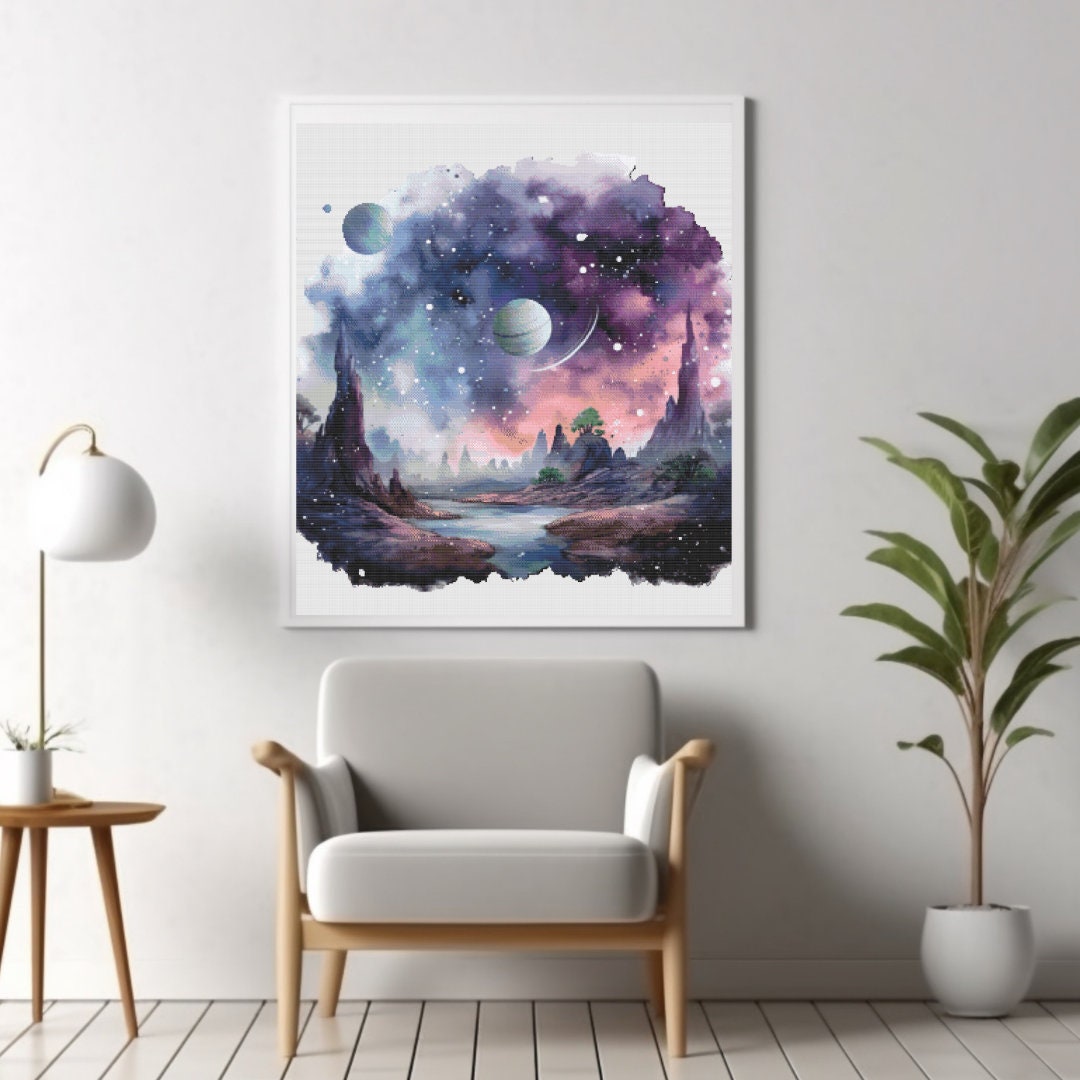 Galaxy Cross Stitch Moon Cross Stitch Galaxy Cross Stitch Pattern ...