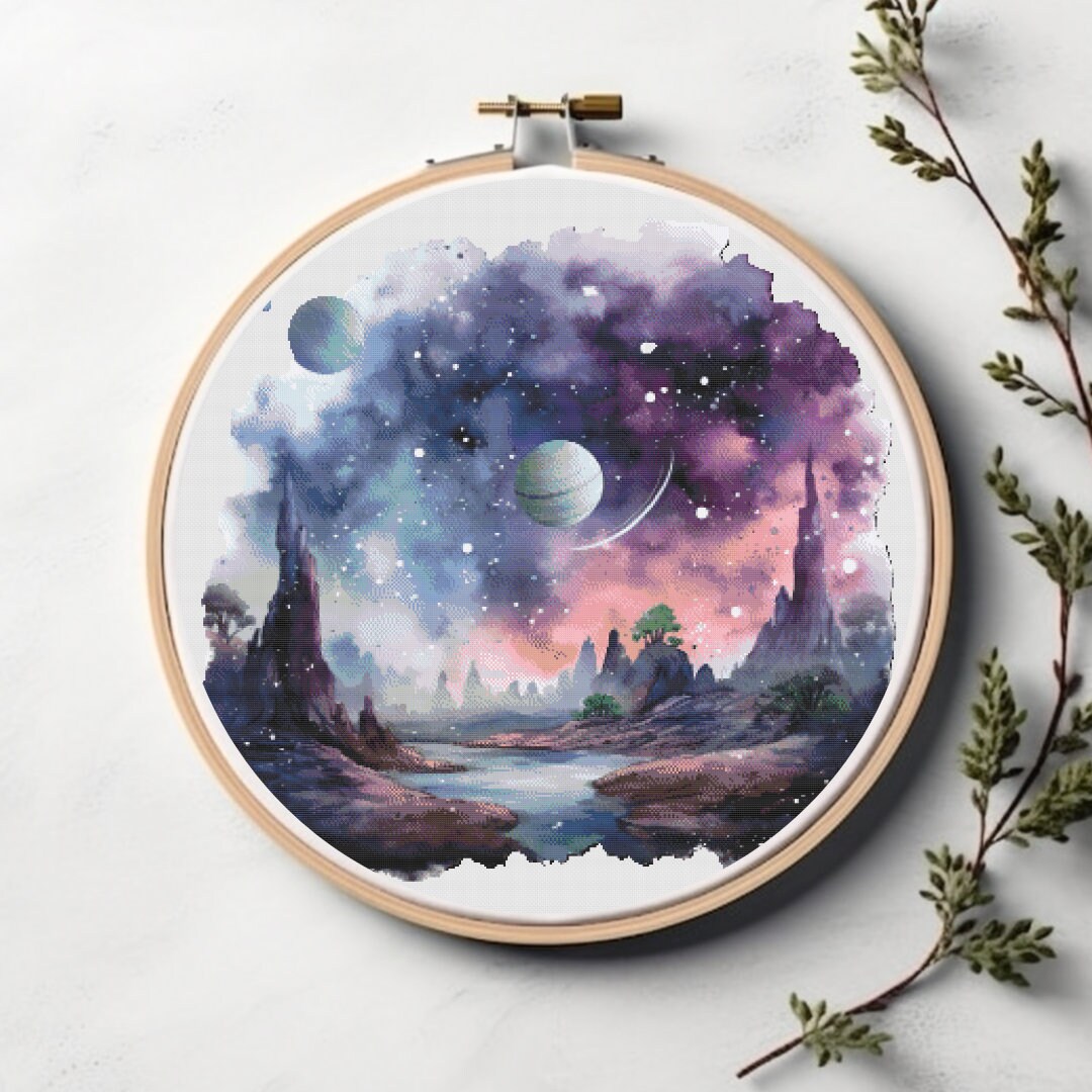 Galaxy Cross Stitch Moon Cross Stitch Galaxy Cross Stitch Pattern ...