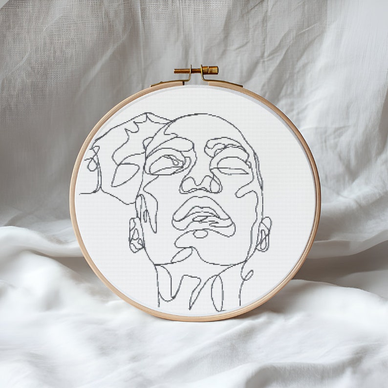 Geometric Face Outline Cross Stitch Pattern | Zara Design (PDF Pattern ...