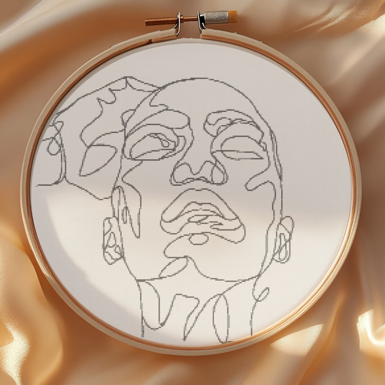 Geometric Face Outline Cross Stitch Pattern | Zara Design (PDF Pattern ...