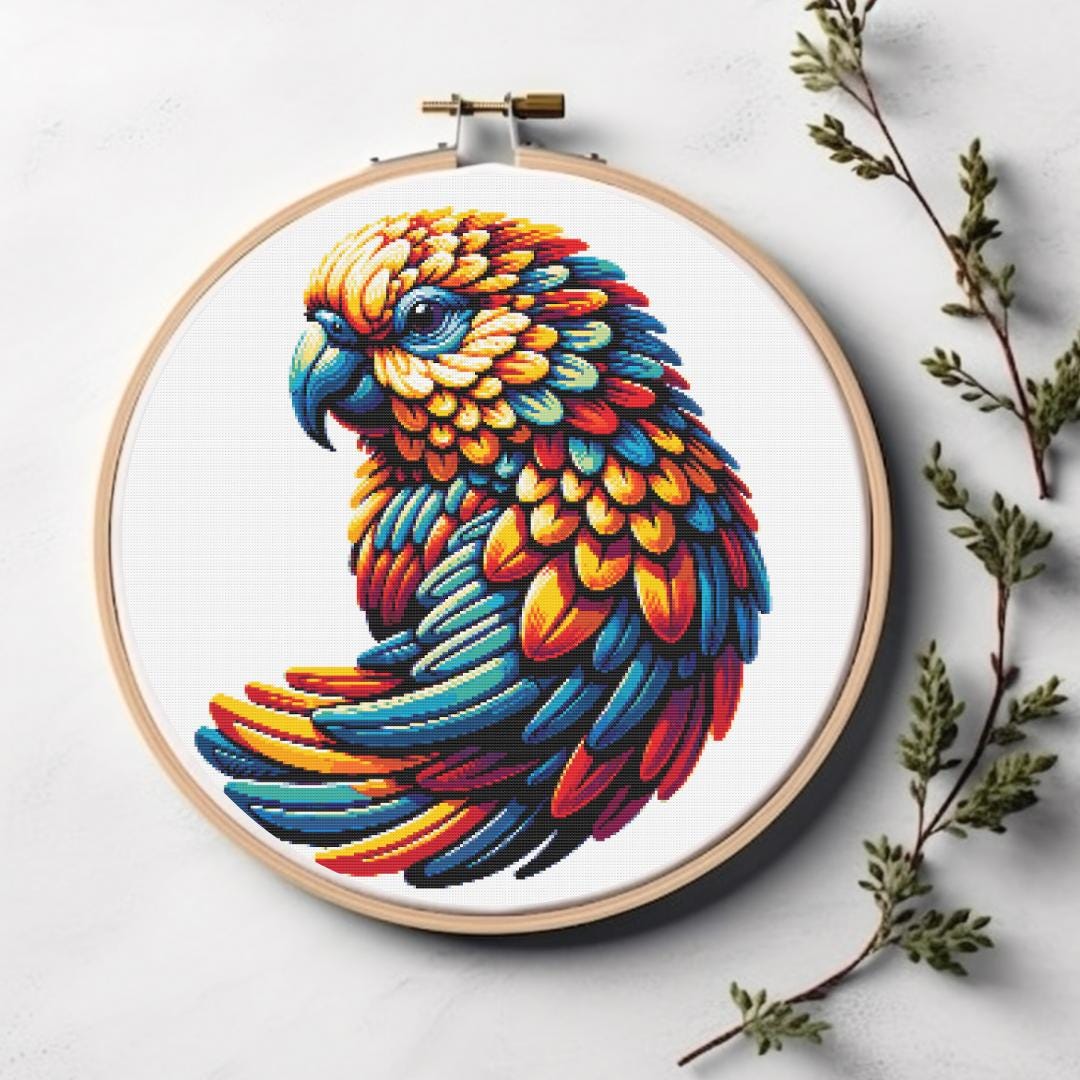 Mandala Parrot Cross Stitch Pattern, Tropical Bird (PDF) - Etsy