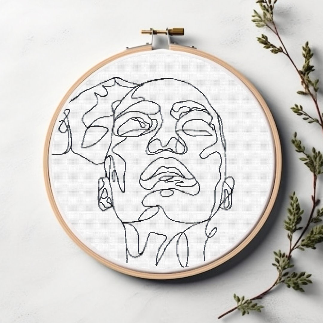 Geometric Face Outline Cross Stitch Pattern | Zara Design (PDF Pattern ...