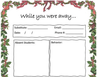 Printable Substitute Note With Pencils , While You Were Away - Etsy