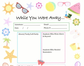 Printable Substitute Note While You Were Out | Etsy