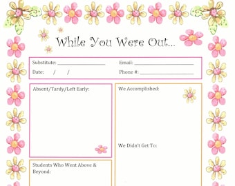 Printable Substitute Note Pack , While You Were Out - Etsy