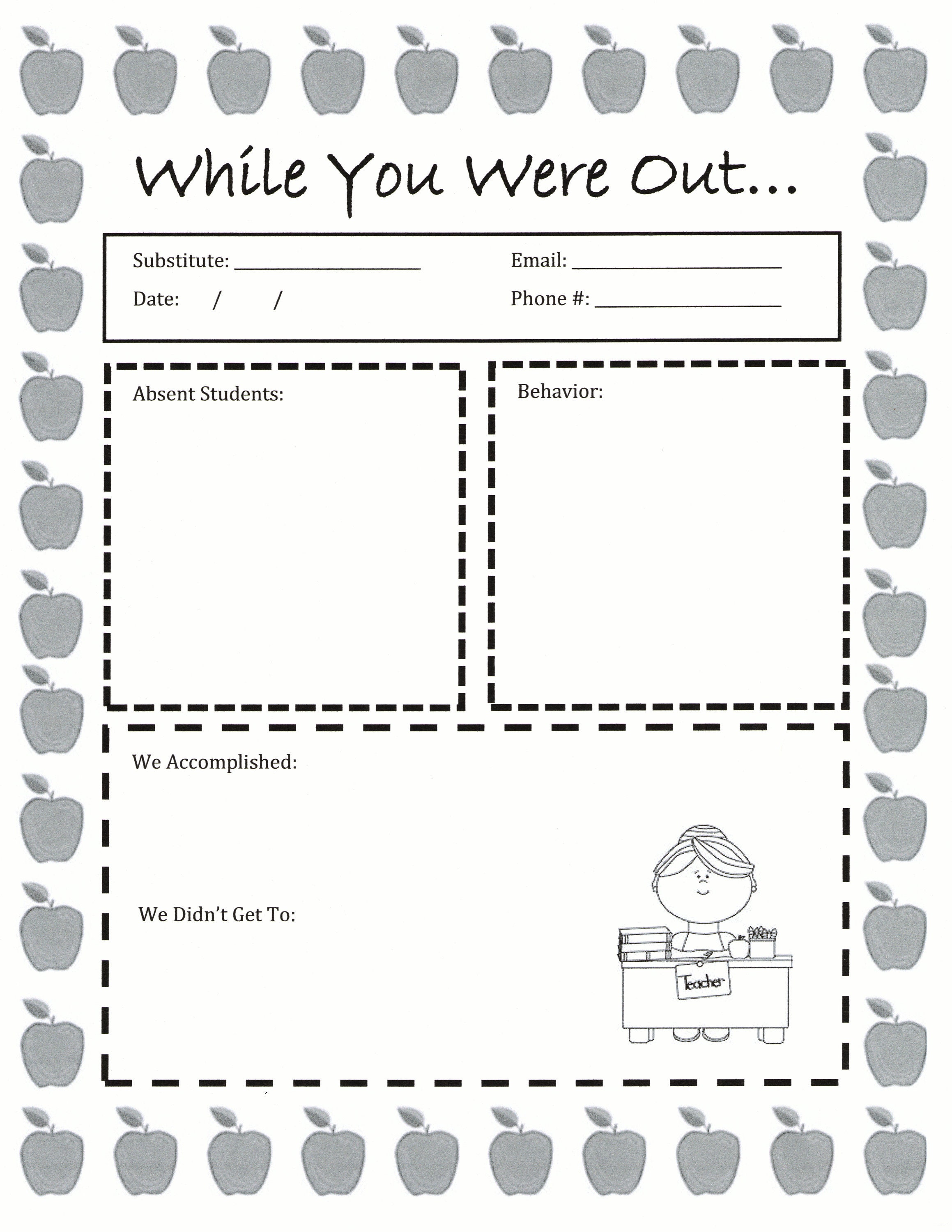 Printable Substitute Note B&W School Supplies, While You Were Out - Etsy