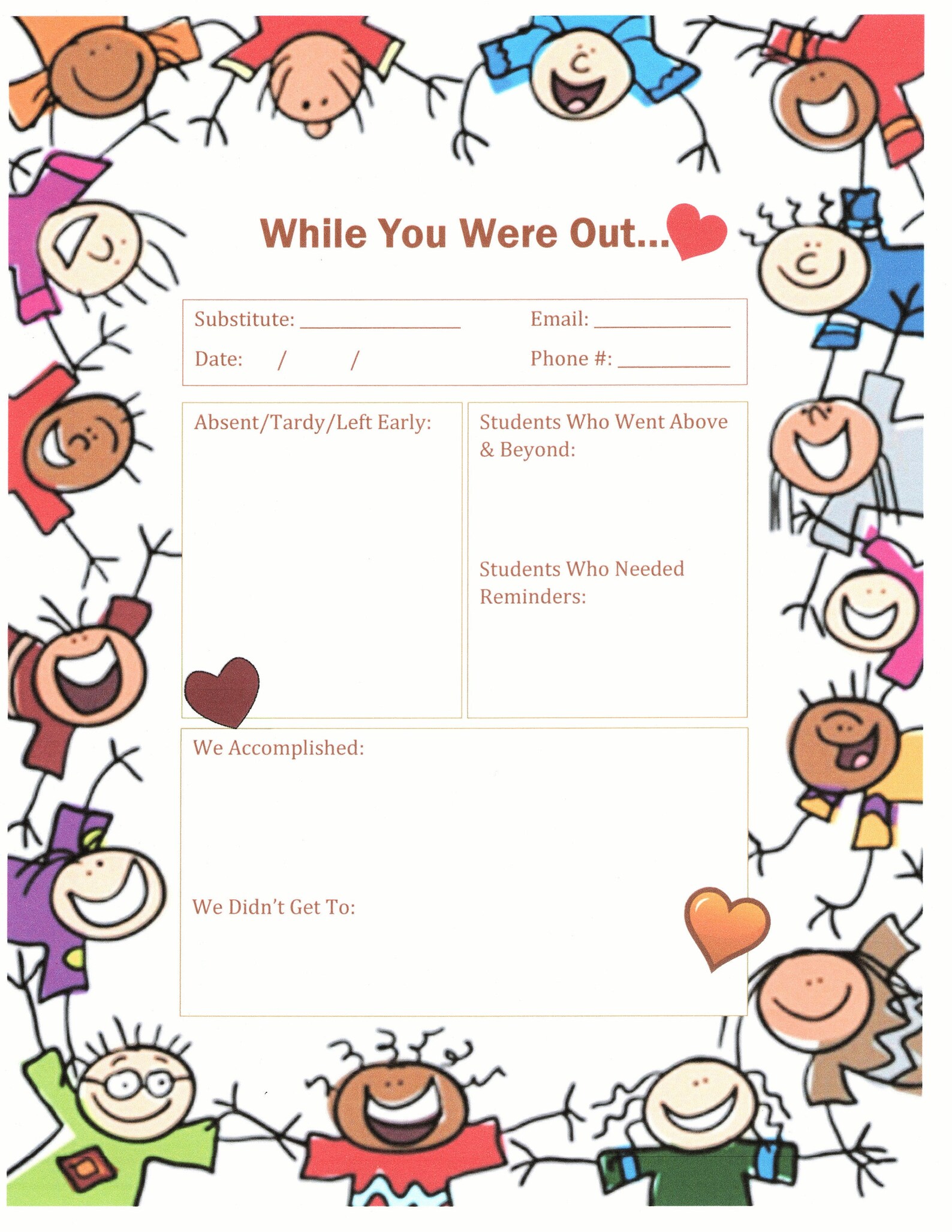 Printable Substitute Note Diversity, While You Were Out - Etsy