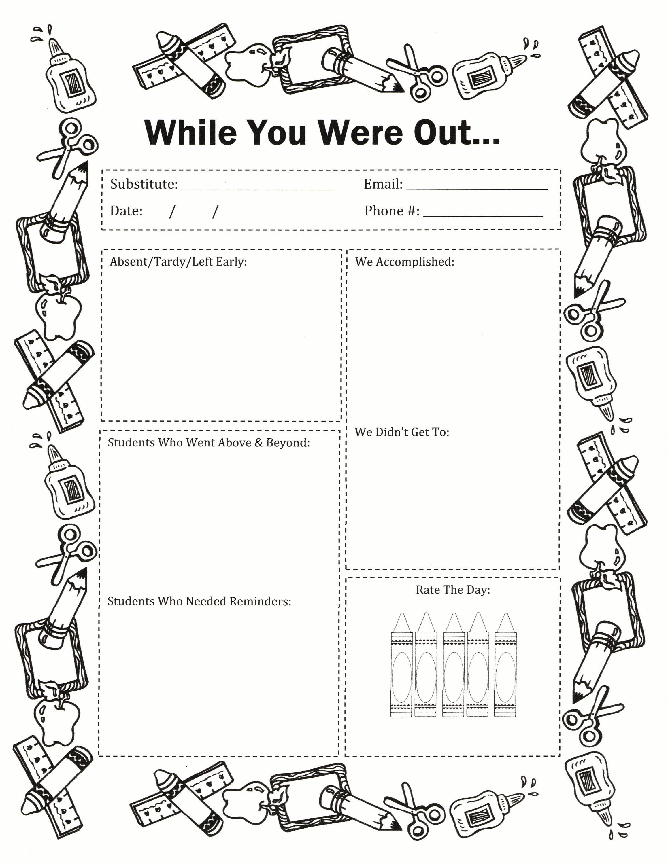 Printable Substitute Note, While You Were Out - Etsy