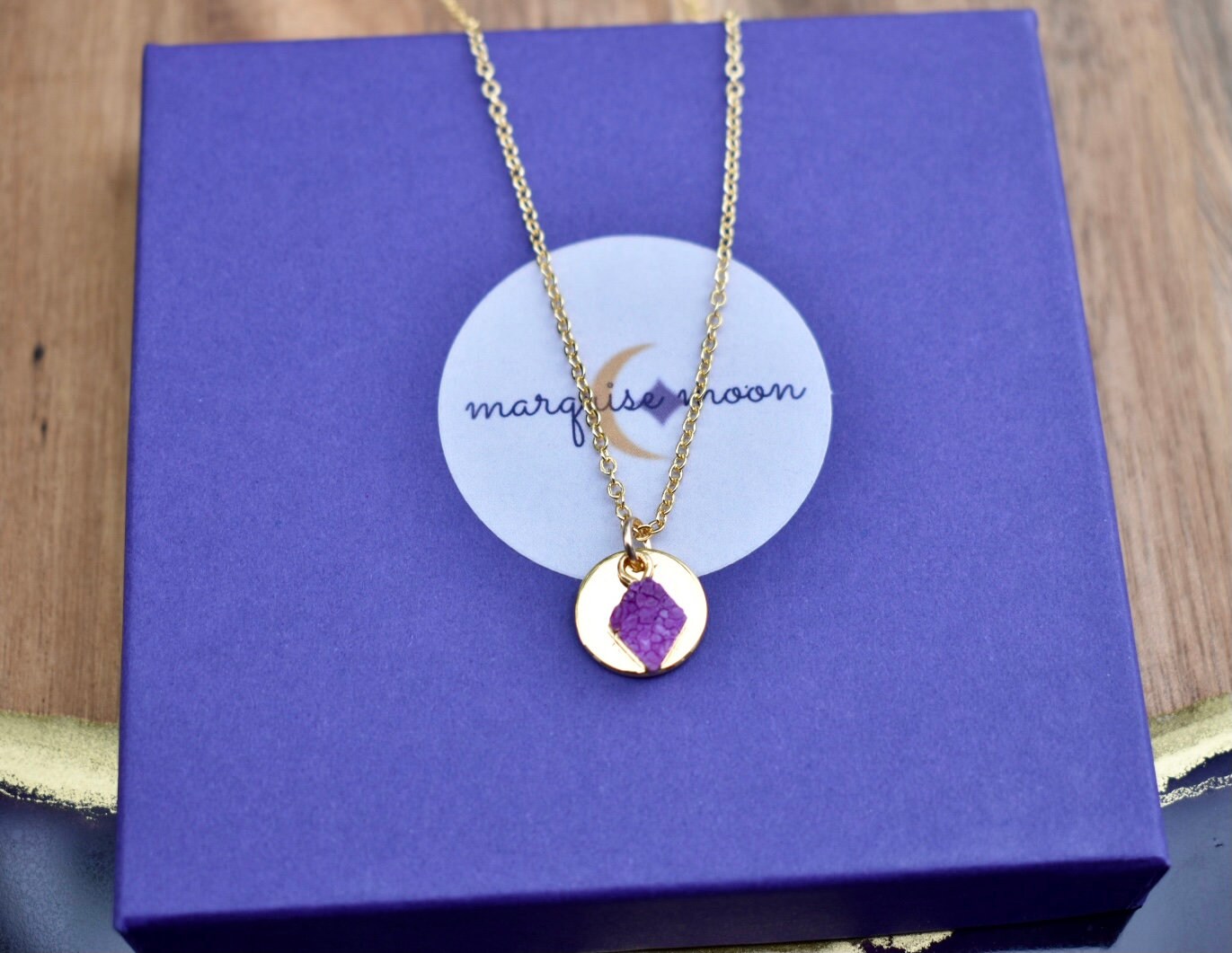 Magenta Disc Diamond Shape Necklace Sterling Silver With Meaning Card ...