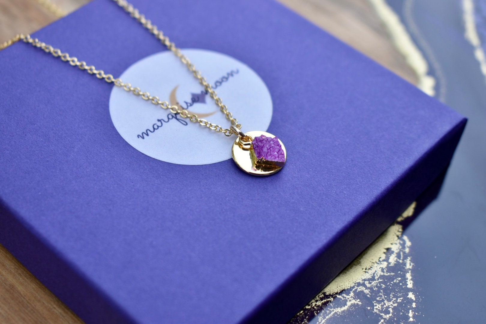 Magenta Disc Diamond Shape Necklace Sterling Silver With Meaning Card ...