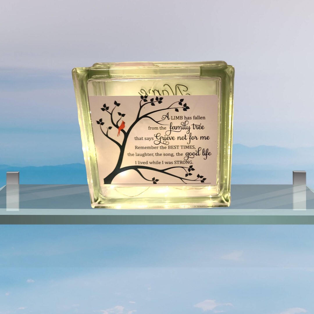 Personalized Memorial Glass Block With Fairy Lights: Remembrance Gift ...