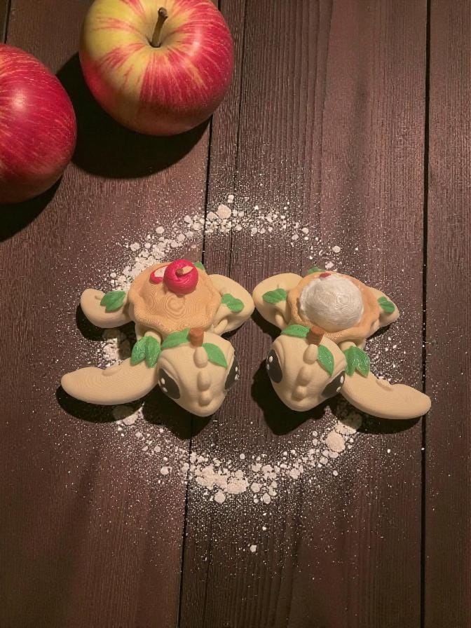 3D Printed Apple Pie Turtle Fidget Toy, Hand Painted - Etsy