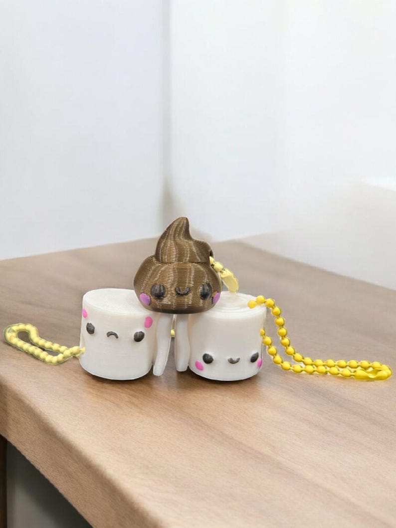 3D Print Poop & Toilet Paper Keychain Set: Bathroom Party Favor - Etsy