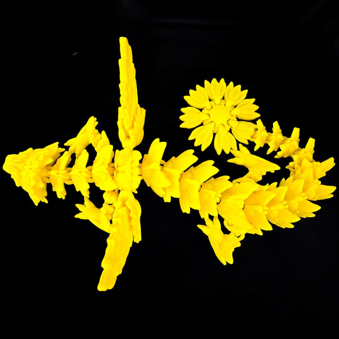 3d Print, Sunflower Dragon With Wing, Birthday Gift, Summer, Mothers ...