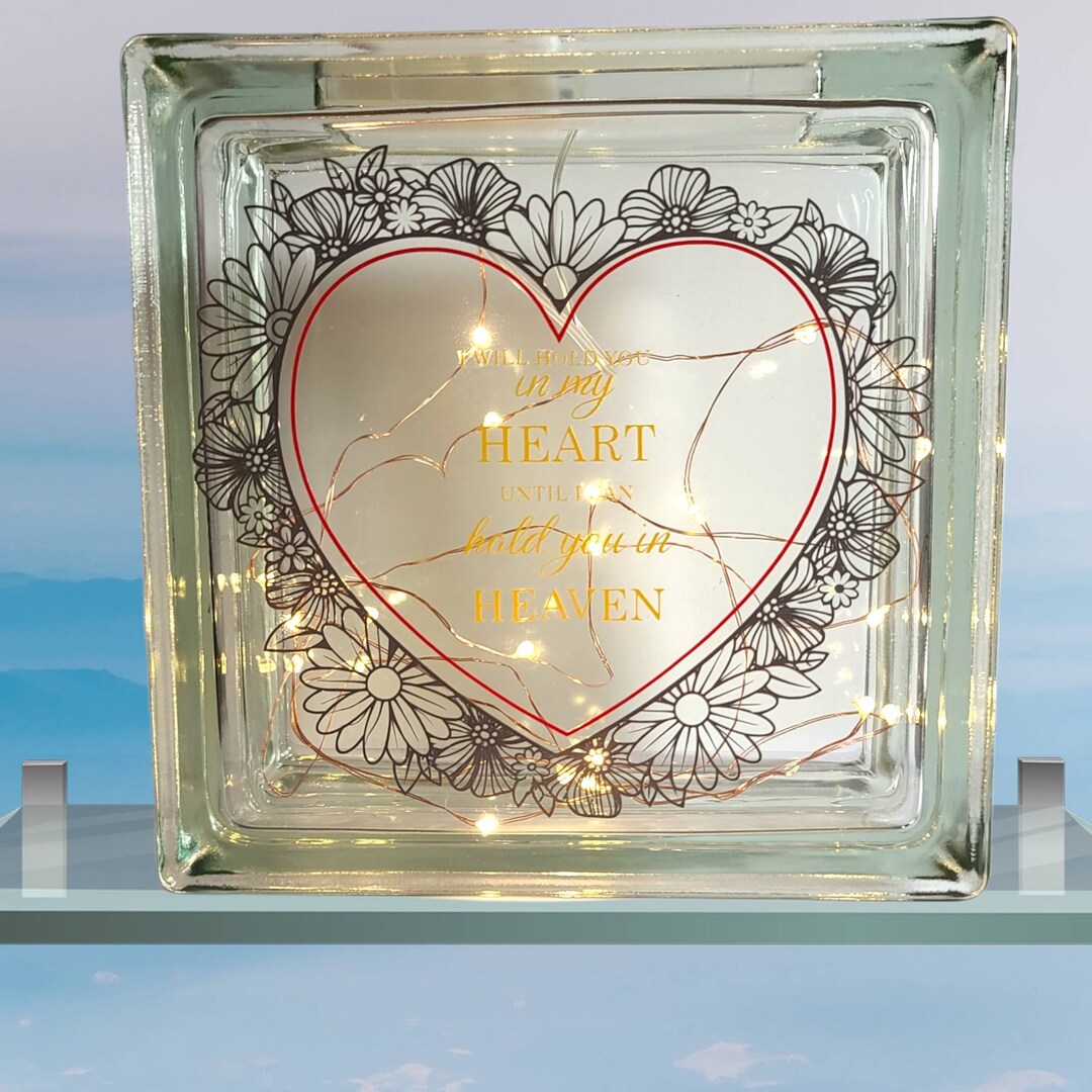 Personalized Memorial Glass Block With Fairy Lights: Bereavement Gift ...