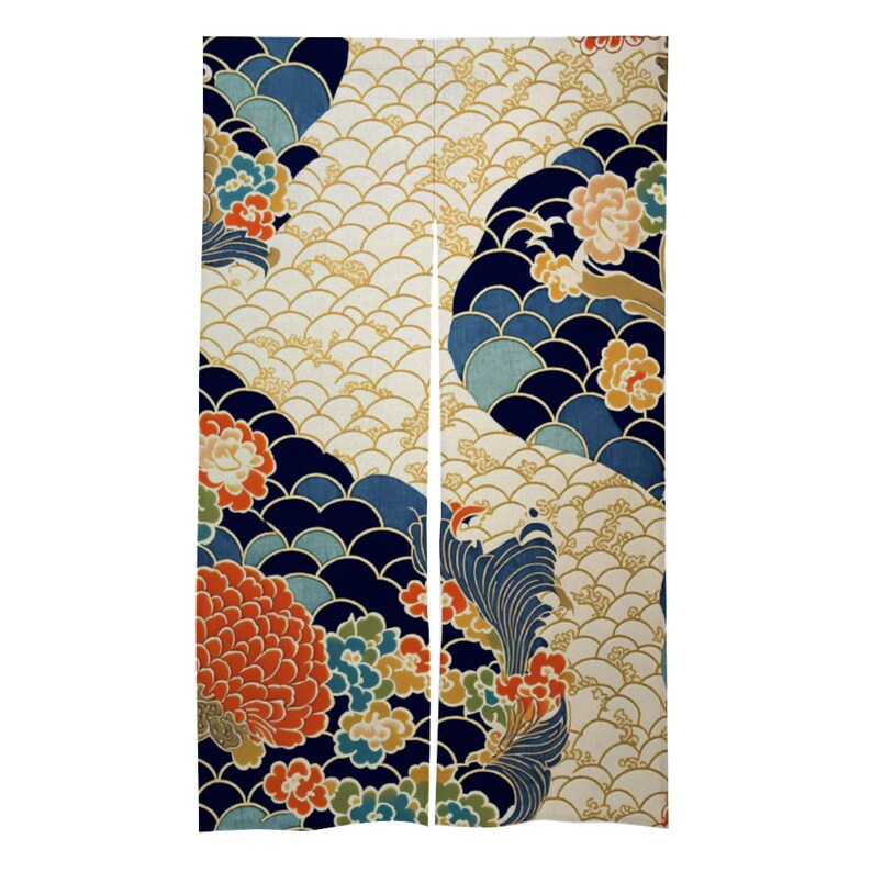 Japanese Wave Noren Door Curtain Japanese Traditional - Etsy