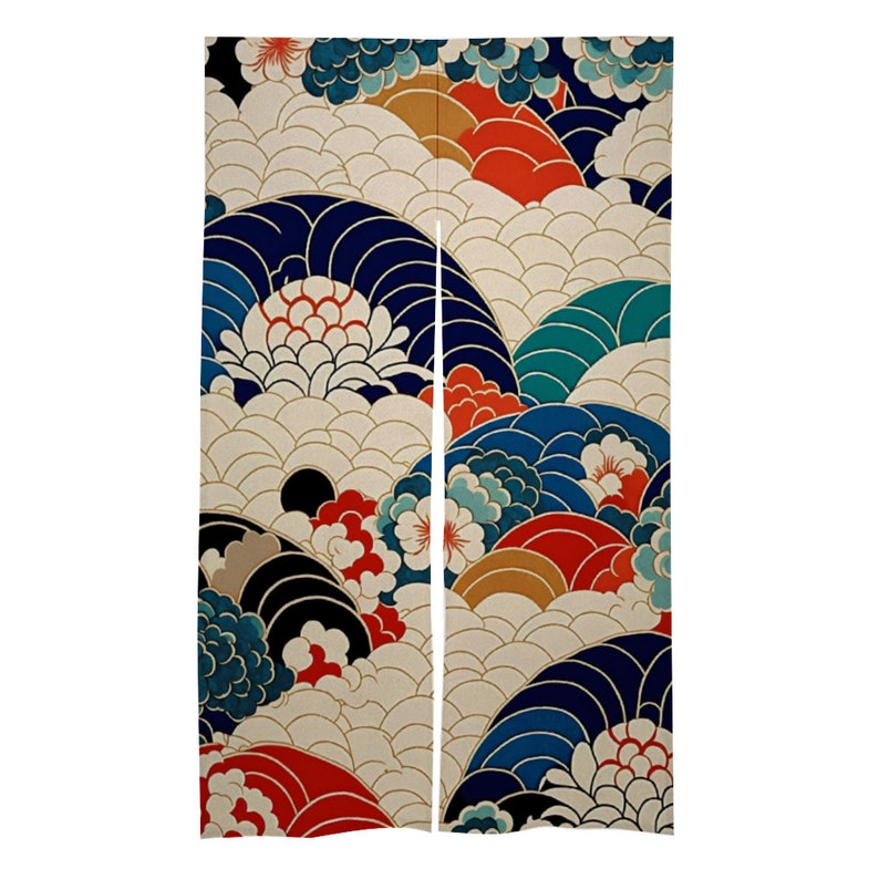 Japanese Floral Pattern Noren Door Curtain Japanese - Etsy