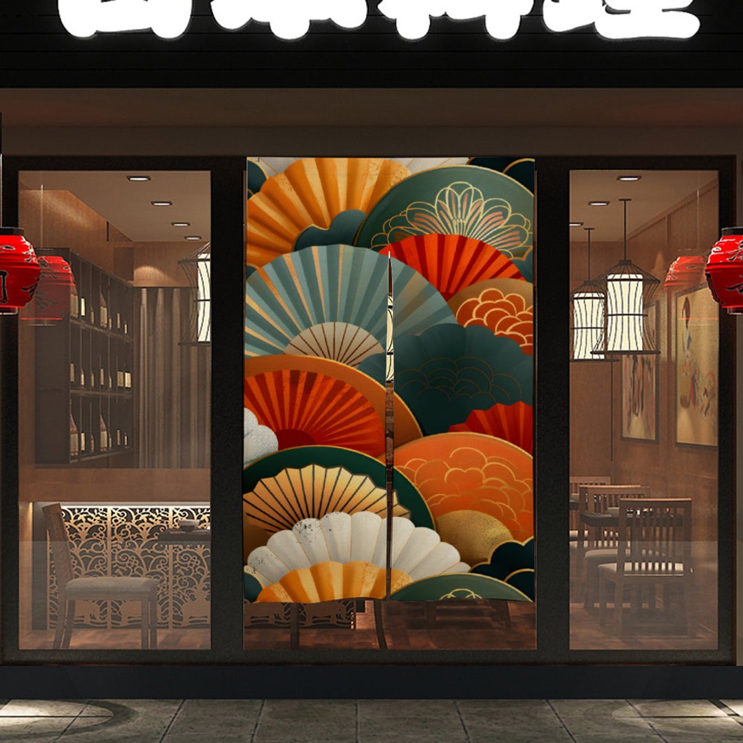 Japanese Fan Noren, Japanese Sensu Pattern Door Curtain, Curtain for ...