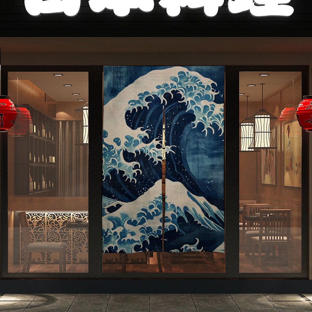 Japanese Ukiyo-e Noren, Japanese Vintage Doorway Curtain, Japanese ...