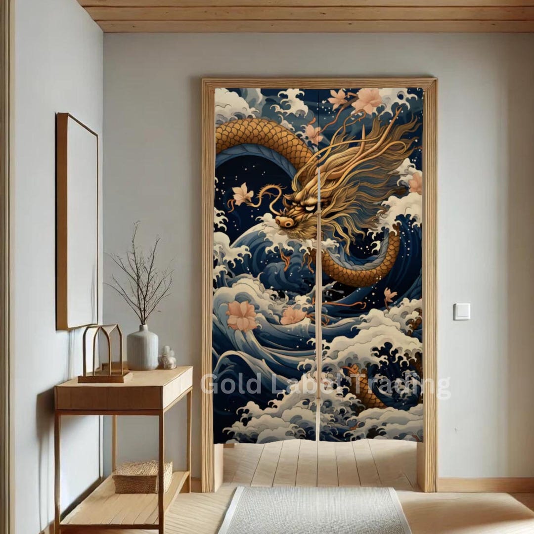 Japanese Dragon Noren, Japanese Doorway Curtain, Japanese Dragon With ...