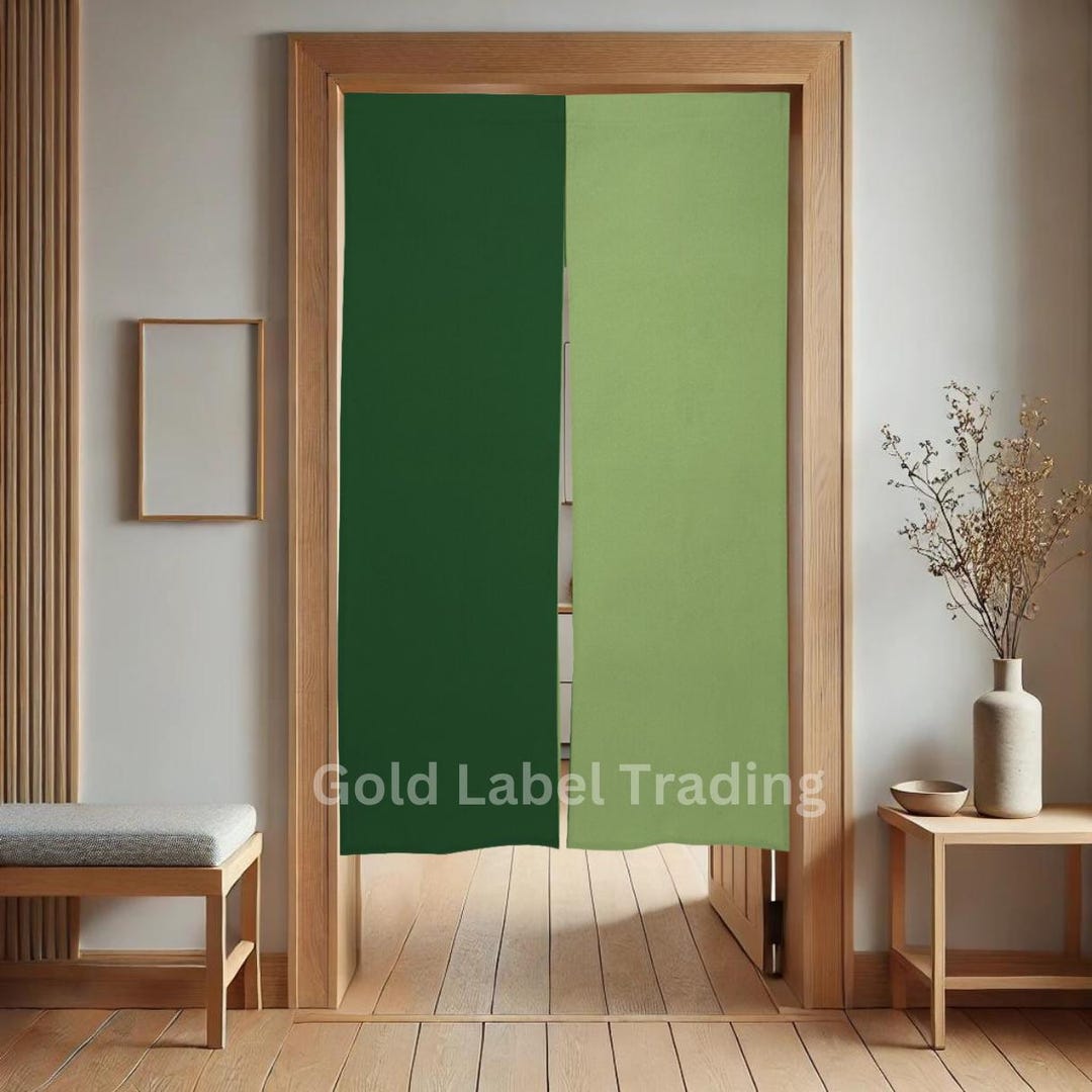 Japanese Noren, Green Japanese Noren Doorway Curtain, Minimalist Room ...