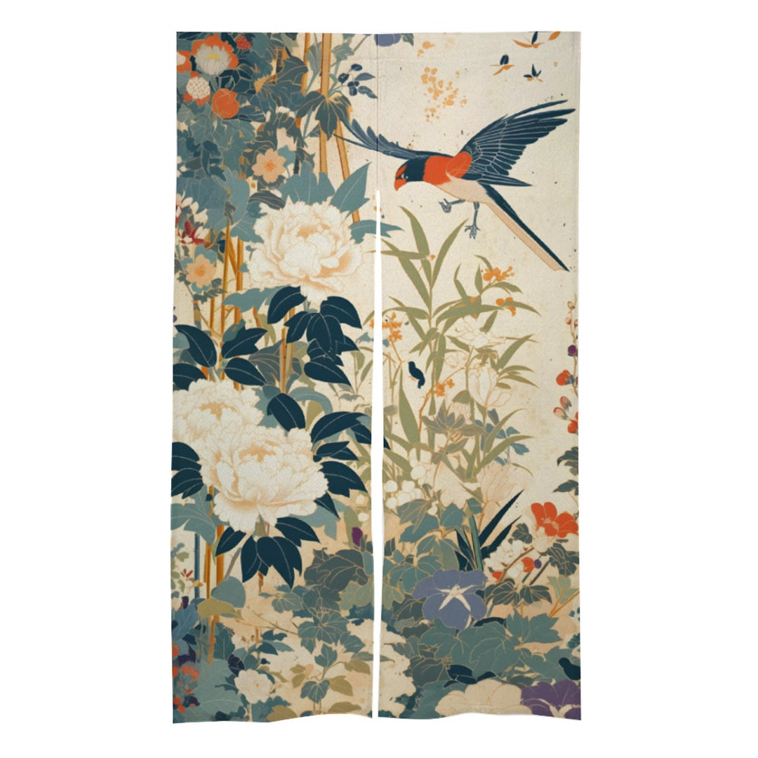 Japanese Noren, Japanese Spring Theme Birds in Wonderland Noren, Birds ...
