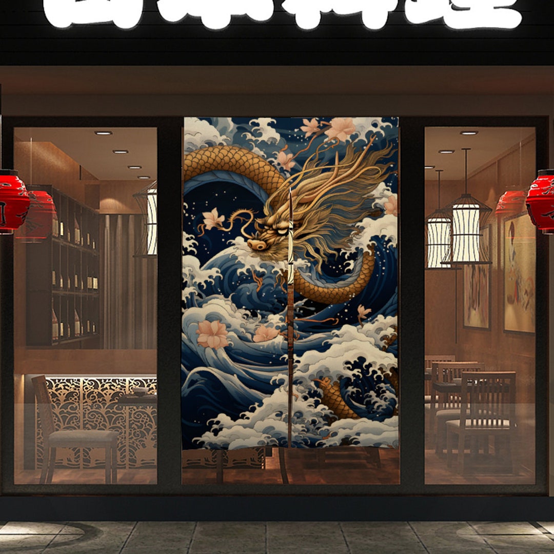 Japanese Dragon Noren, Japanese Doorway Curtain, Japanese Dragon With ...