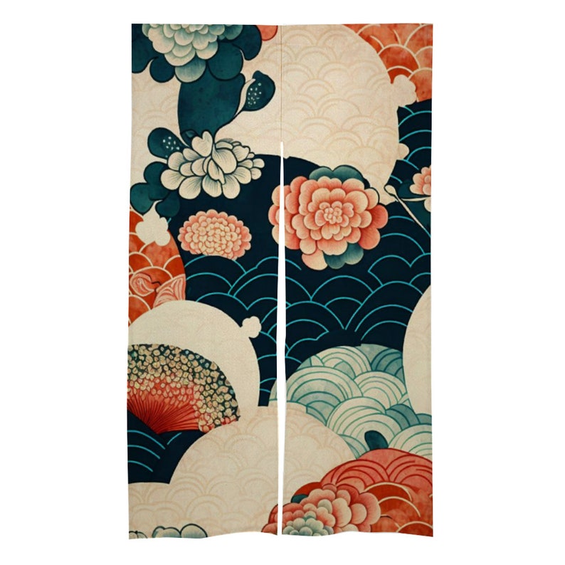 Japanese Floral Noren Door Curtain Japanese Traditional - Etsy