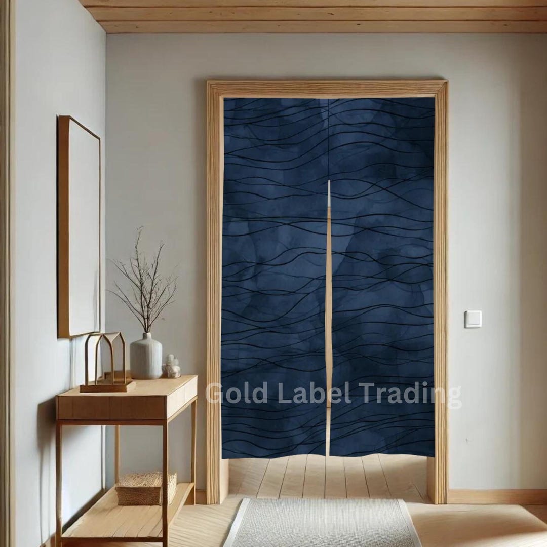 Japanese Noren, Modern Ocean-inspired Doorway Curtain, Japanese ...