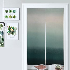 Japanese Teal Blue Gradients Watercolor Noren Curtain Traditional Room ...
