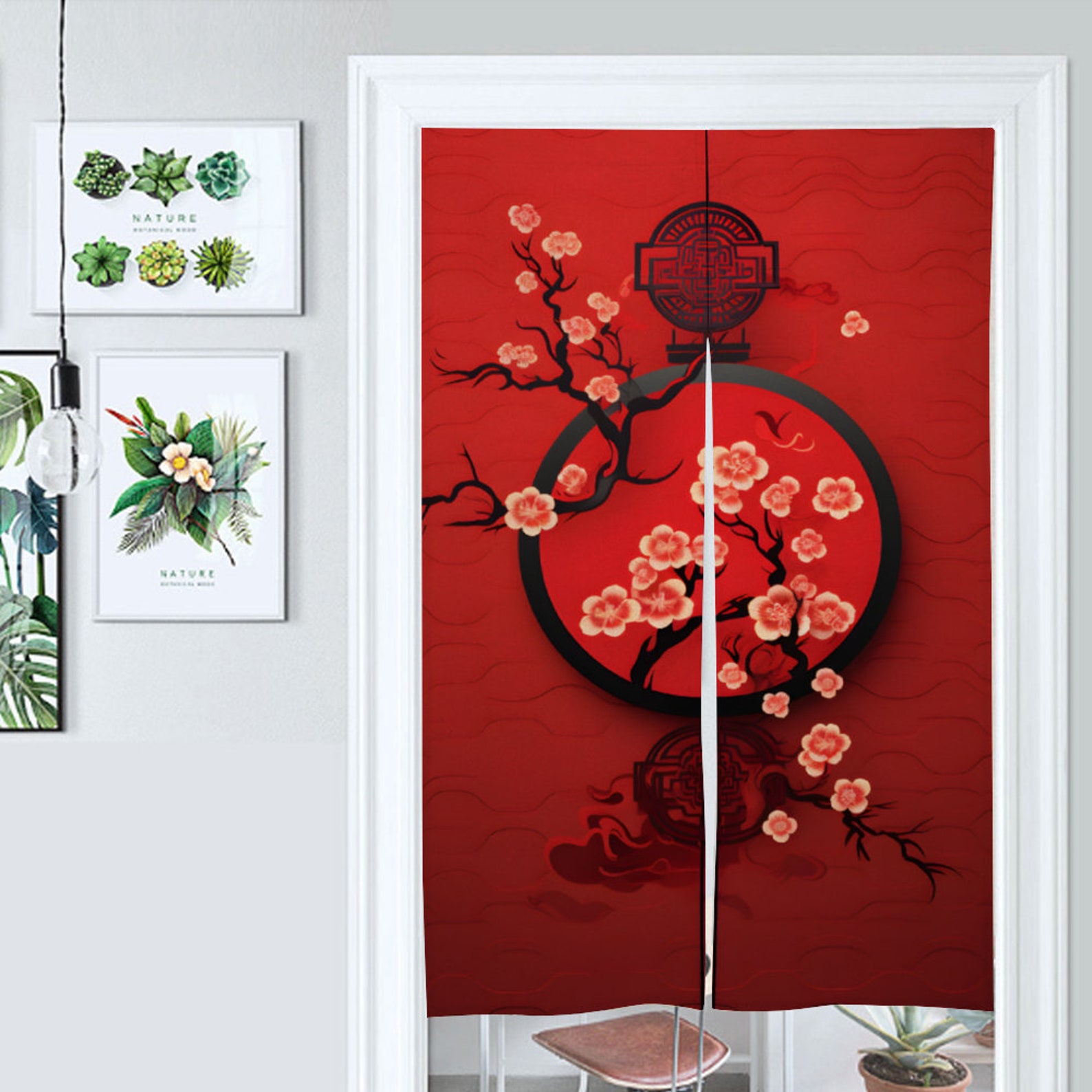 Japanese Noren Door Curtain Red Chinese Cherry Blossom New - Etsy