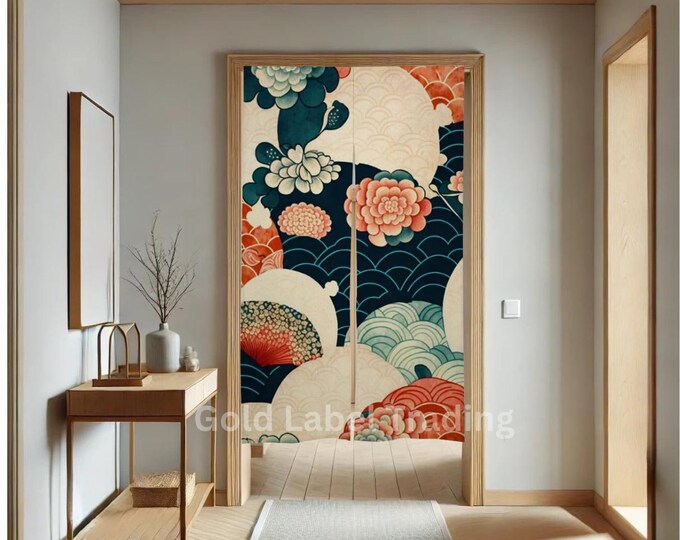 Japanese Art Noren Door Curtains, Modern Minimalist White Crane Pattern ...