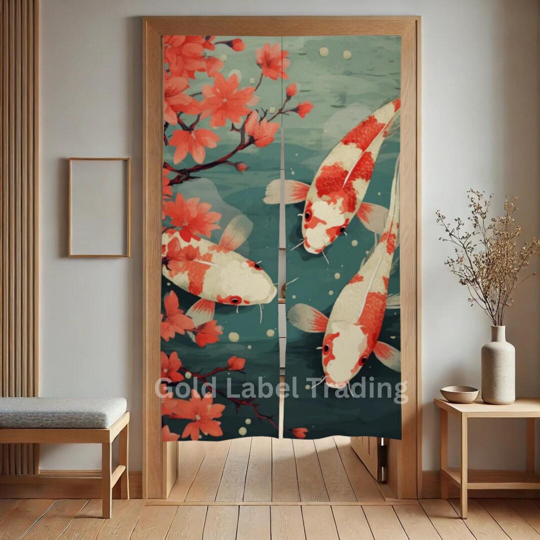 Japanese Koi Fish Noren, Japanese Noren, Door Doorway Curtain ...