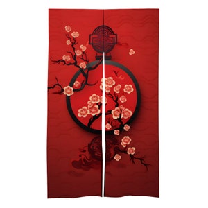 Japanese Noren Door Curtain Red Chinese Cherry Blossom New Year Room ...