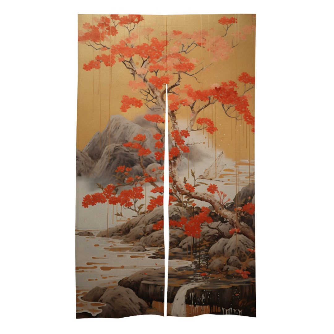Japanese Vintage Landscape Noren Curtain, Doorway Curtain, Japanese ...
