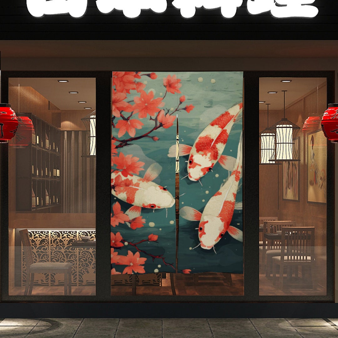 Japanese Koi Fish Noren, Japanese Noren, Door Doorway Curtain Japanese ...