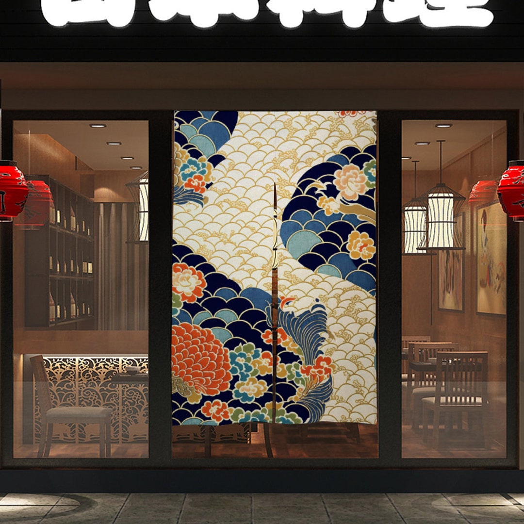 Japanese Wave Noren Door Curtain Japanese Traditional Pattern Room ...