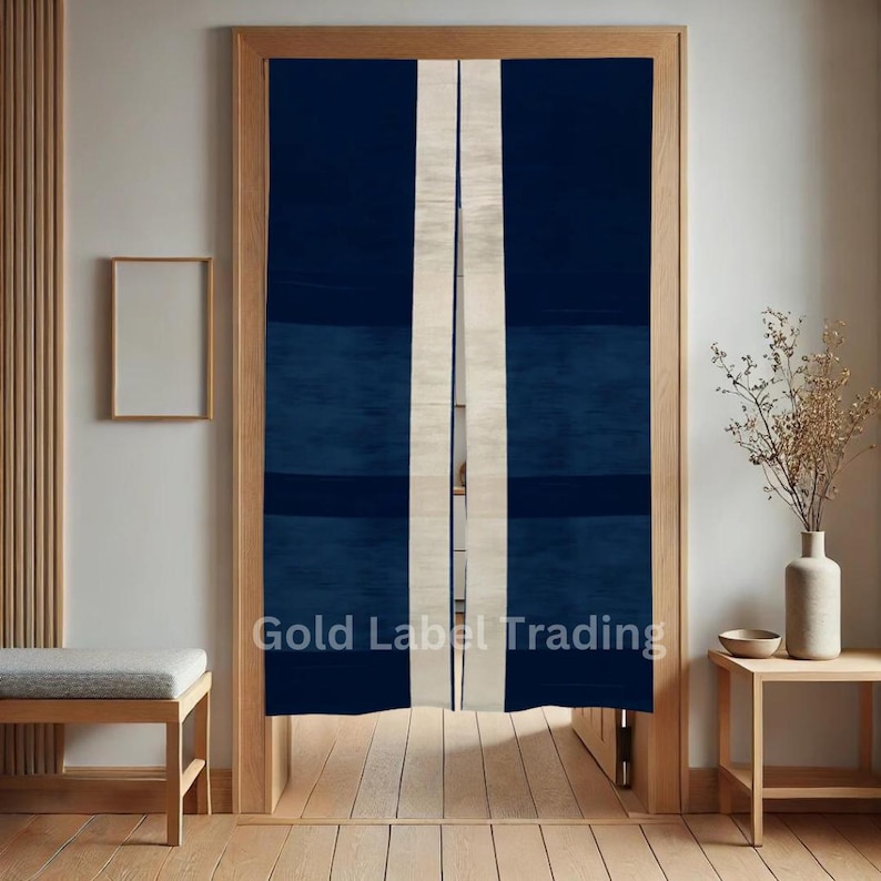 Japanese Traditional Indigo Noren Curtain - Traditional Room Divider ...