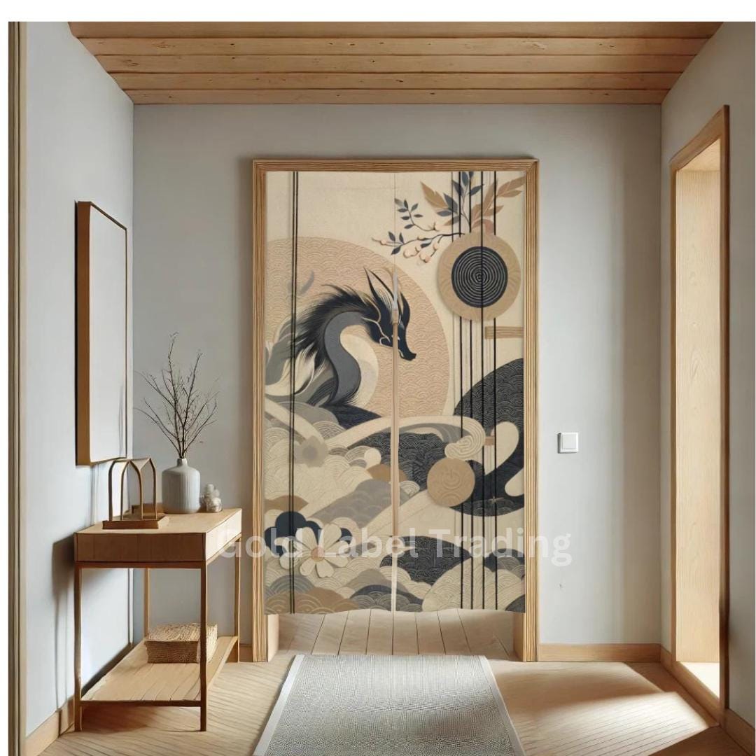 Japanese Dragon Noren, Japanese Doorway Curtain, Japanese Element ...