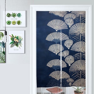 Japanese Noren, Indigo White Fan Noren, Home Doorway Curtain, Curtain ...
