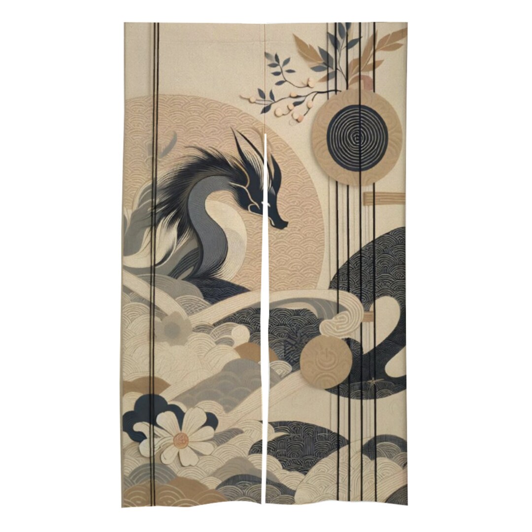 Japanese Dragon Noren, Japanese Doorway Curtain, Japanese Element ...