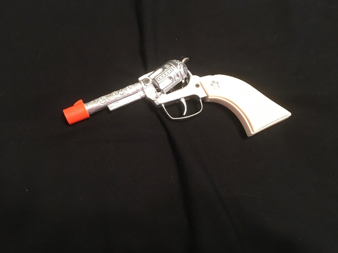 9 Silver Tone Metal & Plastic Toy Cap Gun With Orange Tip - Etsy