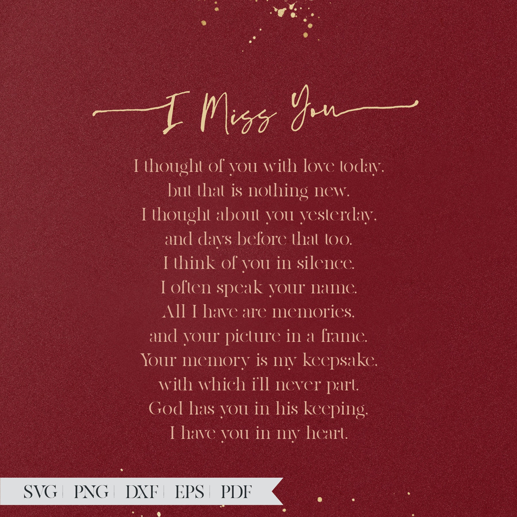 I Miss You Svg / in Loving Memory Svg,miss You Png Svg, Memorial Svg ...