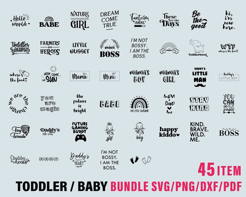 Kids SVG Bundle - Funny and Sassy Designs, Toddler Clipart for Cricut ...