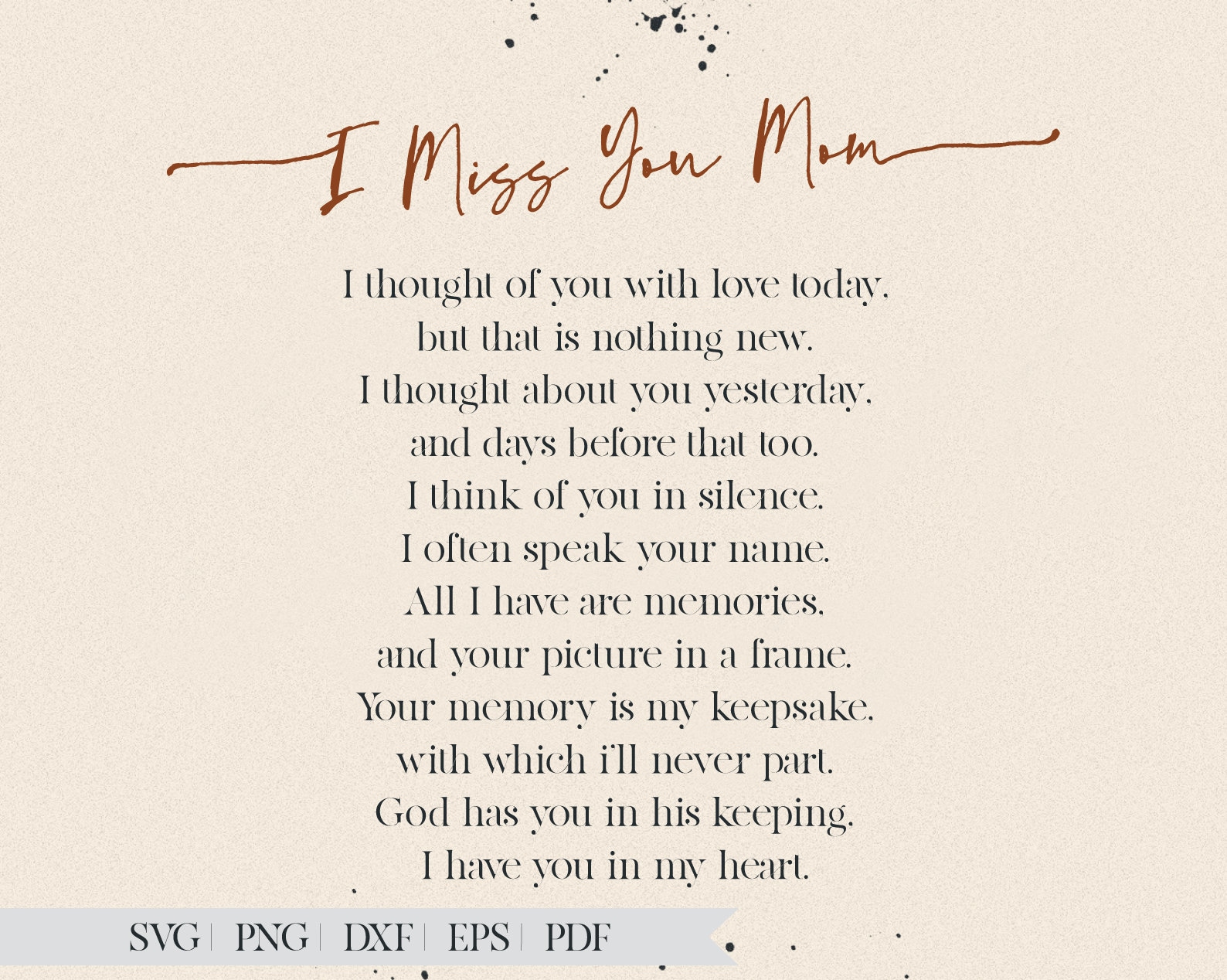 I Miss You Mom Svg / in Loving Memory Svg,miss You Png Svg, Memorial ...