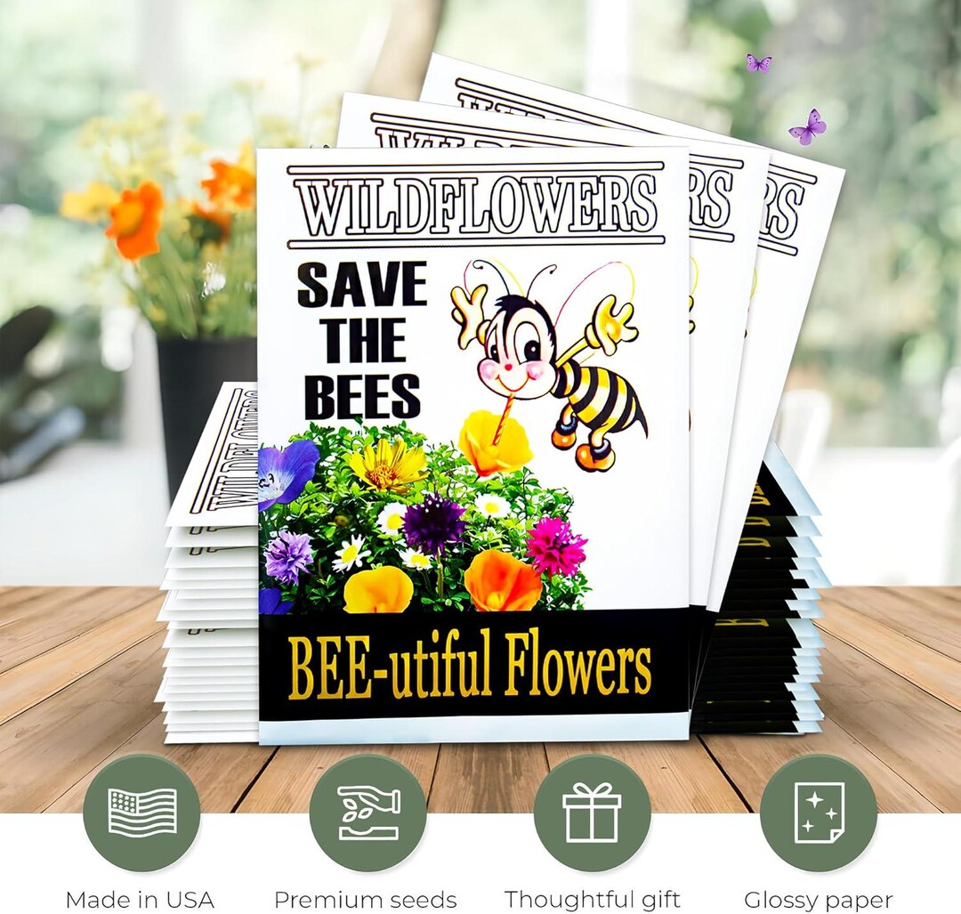 Pack of 20 Pre-filled Pollinator Seed Mix Wedding Party, Bridal Shower ...