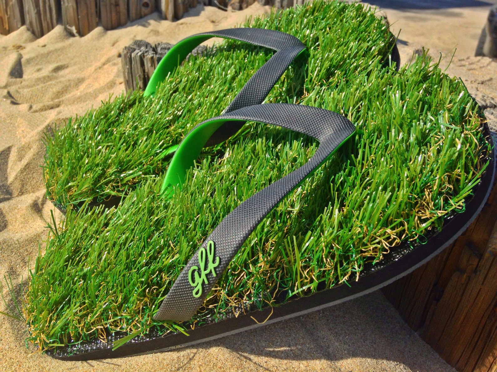 Grass Flip Flops Black/green - Etsy