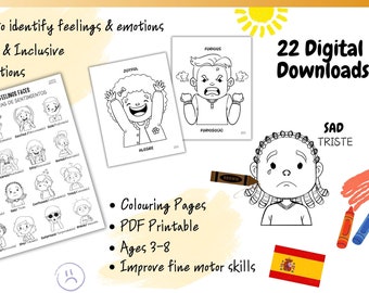 Feelings Coloring Pages: Spanish Preschool SEL Worksheets (PDF ...