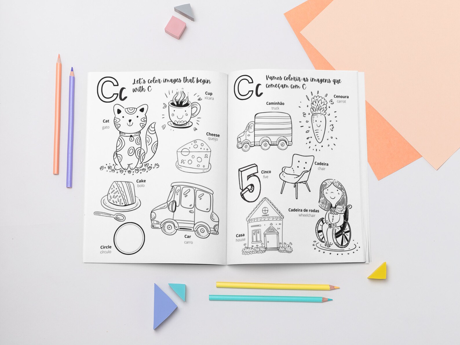 Bilingual Alphabet Coloring Pages: English & Brazilian Portuguese ...