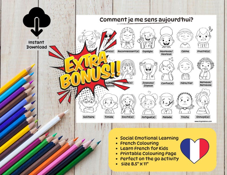 French Emotions Chart: Feelings Poster, Teaching Resources (digital ...
